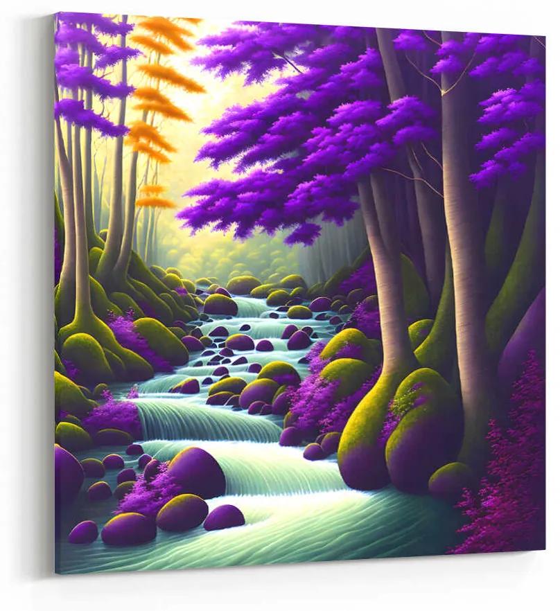 Obraz potok tekoucí pod barevnými stromy