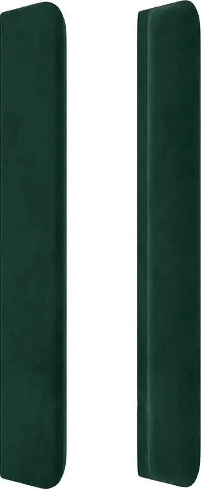 Čelo postele s LED tmavě zelené 203 x 16 x 118/128 cm samet 3124355