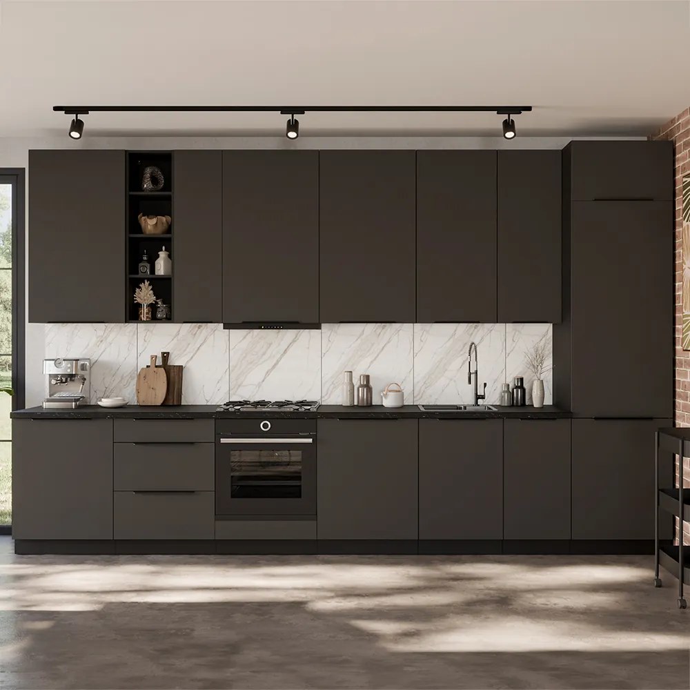 ARIA pe | horní skříňka 45 G-72 1F policová | 45 cm | ANTI FINGERPRINT povrch | černá/šedá grafit