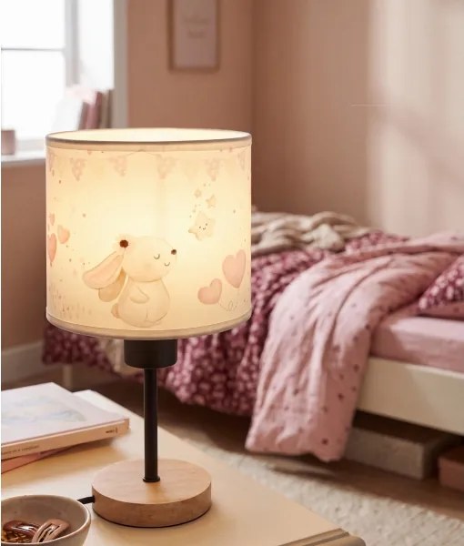 BRILAGI - Stolní lampa BOBO WOOD 1xE27/25W/230V dub/černá/krémová/králíčci