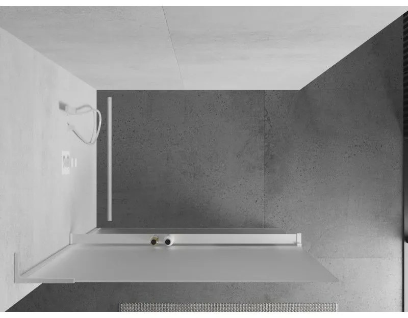 Mexen Kioto+ L, sprchová zástěna Walk-In s poličkou a věšákem 70 x 200 cm, 8mm sklo námraza, bílý profil, 800-070-123-20-30