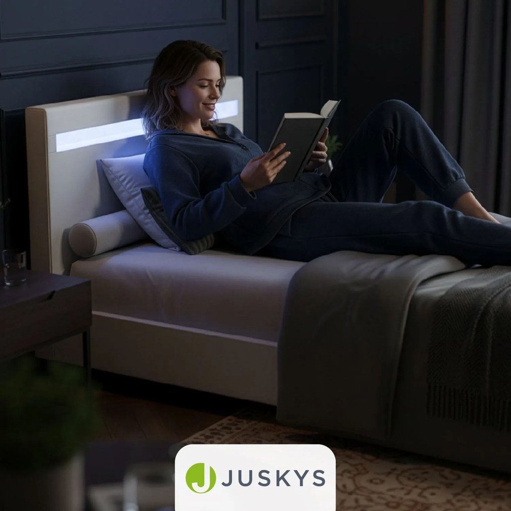 Juskys Čalouněná postel Paris s LED osvětlením Barva: tmavě šedá, Velikost: 90 × 200 cm