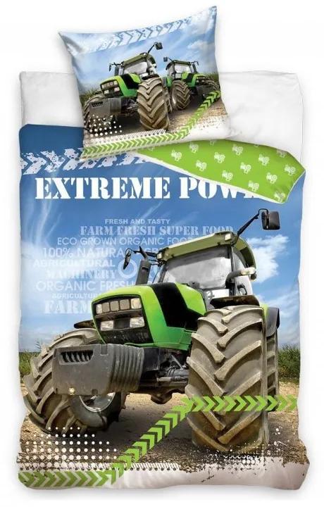 Carbotex Dětské bavlněné povlečení – Zelený Traktor 140x200/70x90 cm