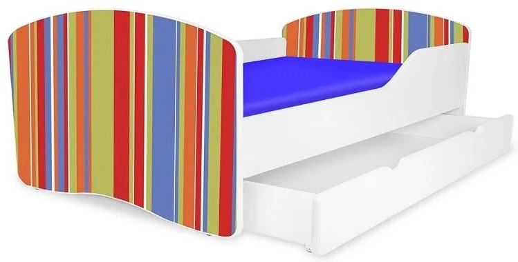 Dětská postel - Oranžové proužky se šuplíkem - rainbow - 140 x 70 cm