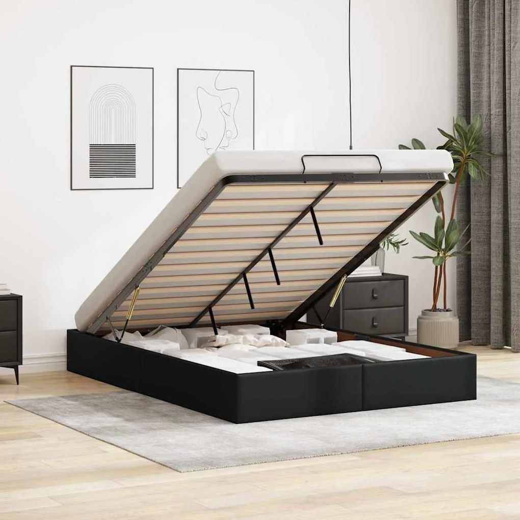 Osmanský rám postele bez matrace černá 140x200 cm umělá kůže 3310804