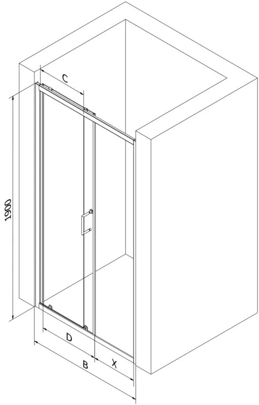 Mexen APIA sprchové posuvné dveře do otvoru 110 cm, 845-110-000-01-00