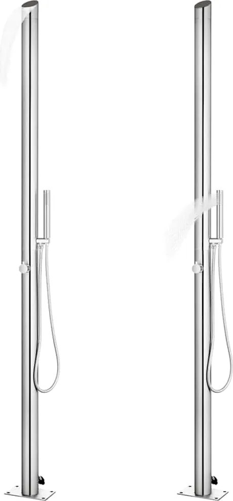 Zahradní sprcha s šedou základnou 225 cm nerezová ocel 3070795
