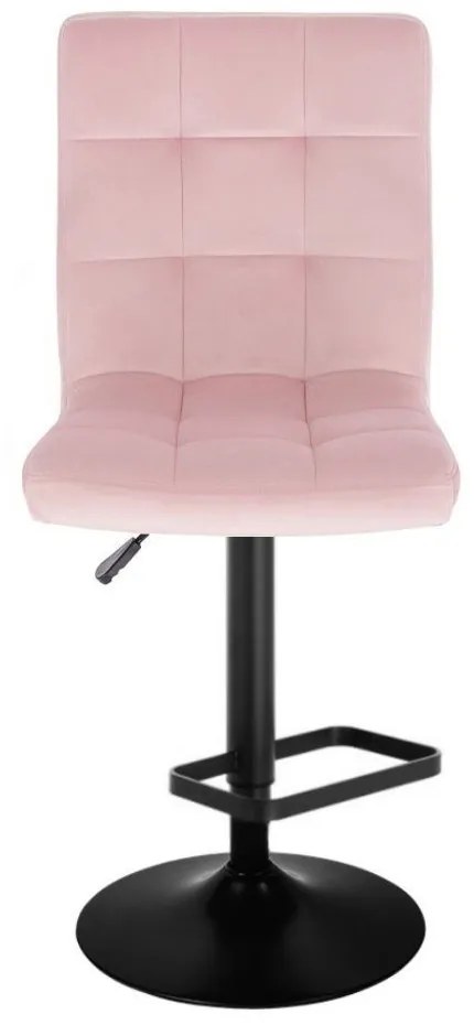 LuxuryForm DESIGN Barová židle TOLEDO VELUR na černé kulaté podstavě - růžová