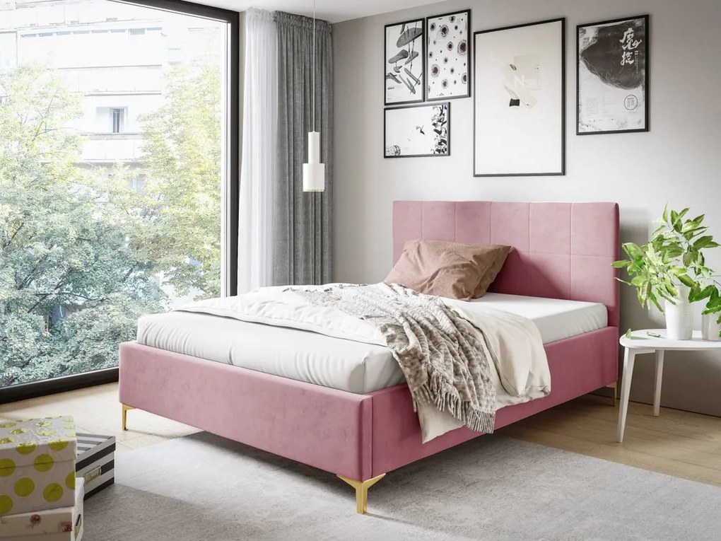 Eka Čalouněná postel SMART+ 160x200 cm Barva látky Trinity: Černá (Trinity 2316), Úložný prostor: Bez úložného prostoru, Barva nožek postele: Stříbrná