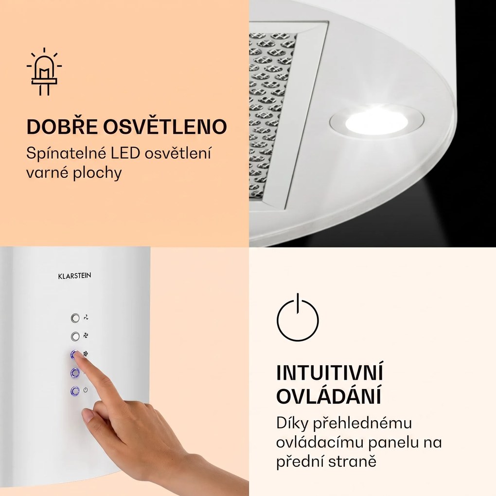 Klarstein Barella, digestoř, 35 cm, 519 m³/h, LED, bílý