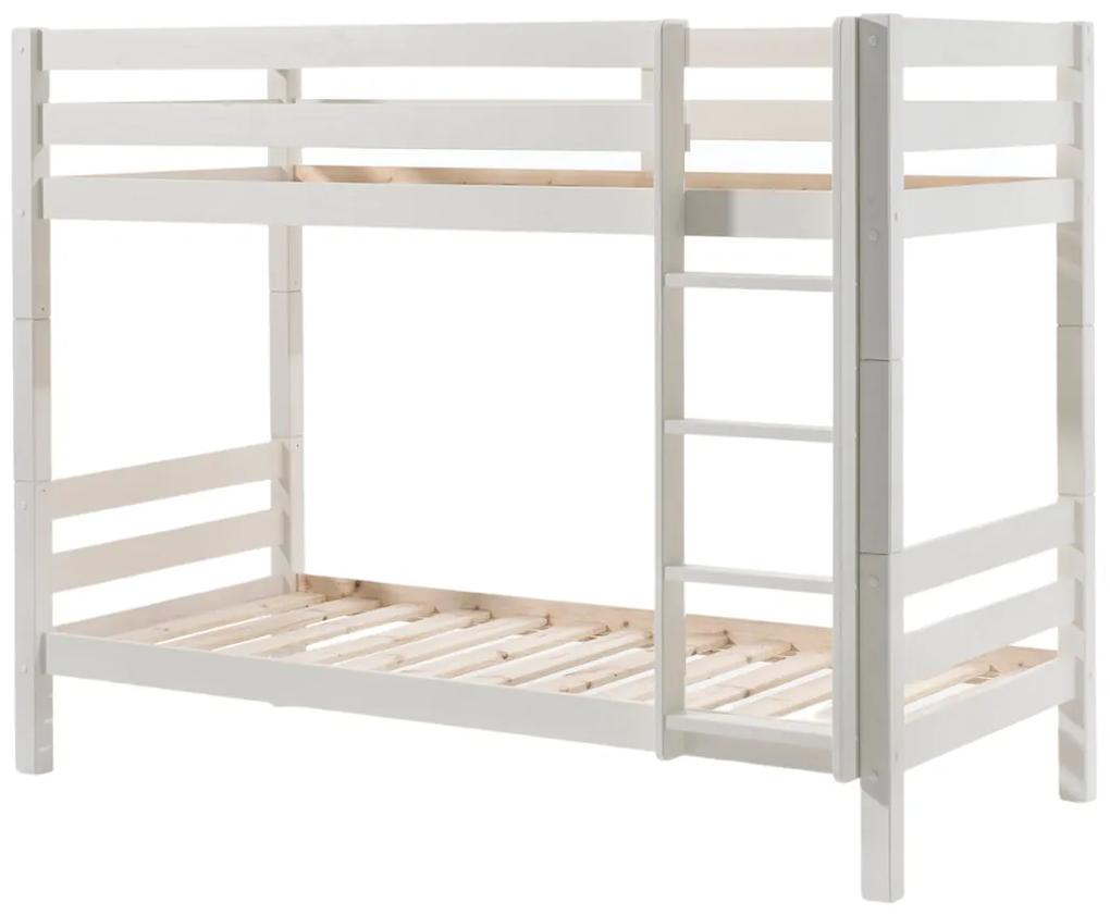 Vyšší bílá borovicová dvoupatrová postel Vipack Pino 90 x 200 cm