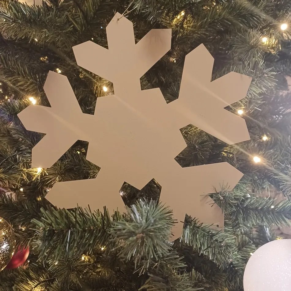 Vánoční ozdoba vločka zlatá kovová 30 cm, venkovní