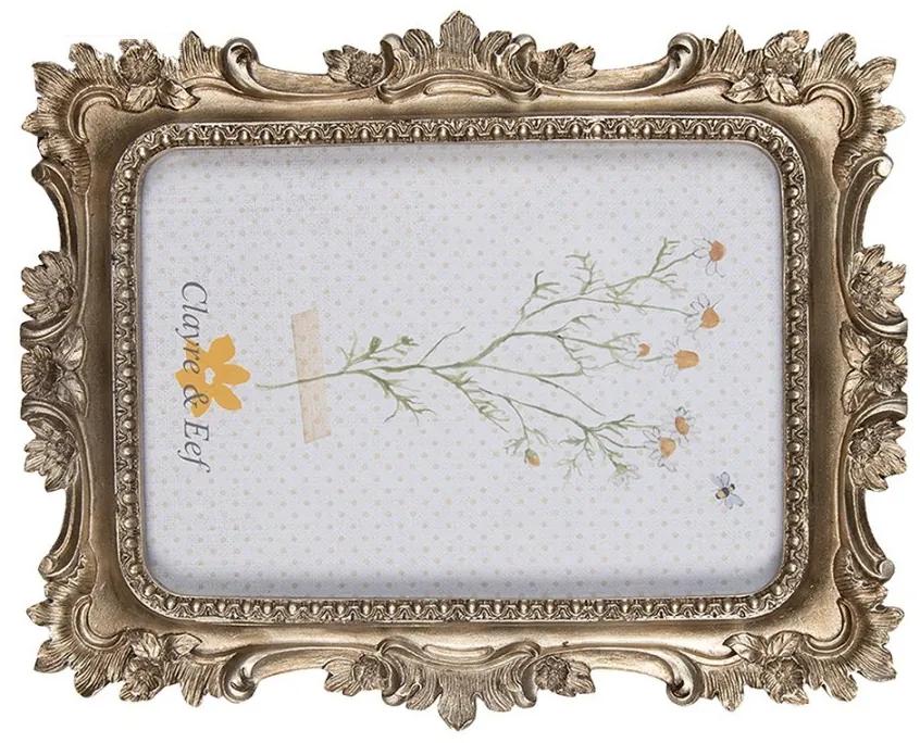 Zlatý antik fotorámeček s květovaným okrajem - 19*2*24/ 13*18cm