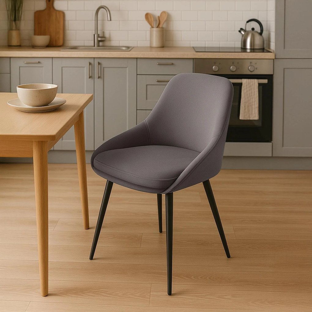 Jídelní židle Elmira samet černá konstrukce – antracitová