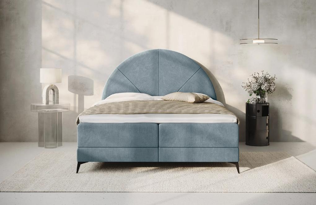 Světle modrá čalouněná dvoulůžková postel boxspring Cosmopolitan Design Sunset 160 x 200 cm
