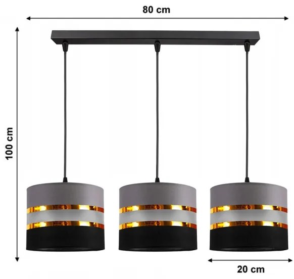 Lustr na lanku CORAL 3xE27/60W/230V černošedá