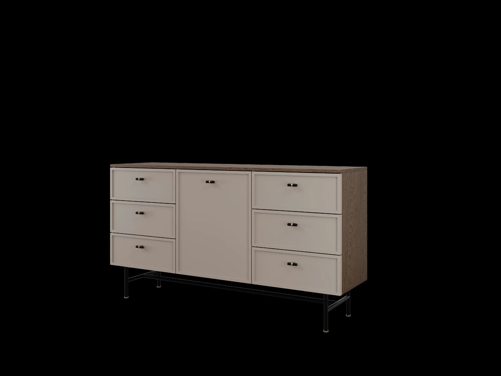 Komoda ELORA 6 1D6S Kombinace barev: Baltic Storm/ Toffee