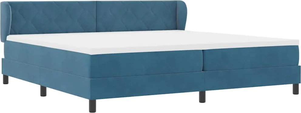 Postel s boxspringem s čelo Tmavě moddrá 200 x 200 cm samet 3340464