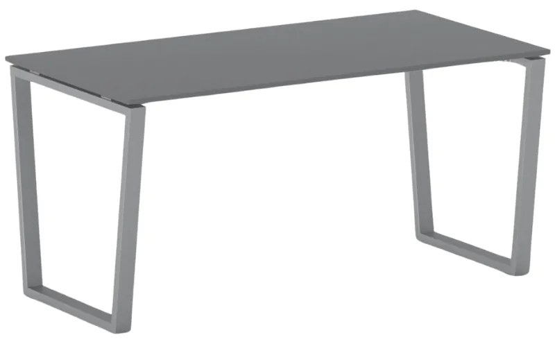 Kancelářský stůl PRIMO IMPRESS, 160x80 cm, šedostříbrná podnož, grafit