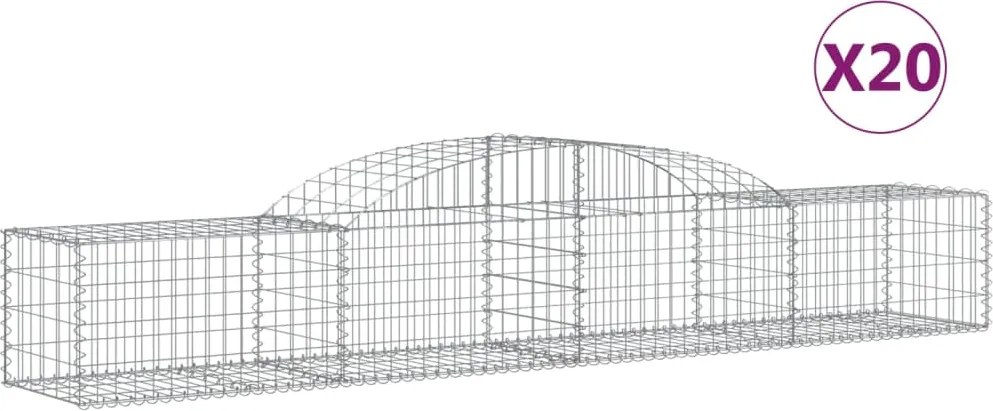 Klenuté gabionové koše 20 ks 300x50x40/60 cm pozinkované železo 3146661