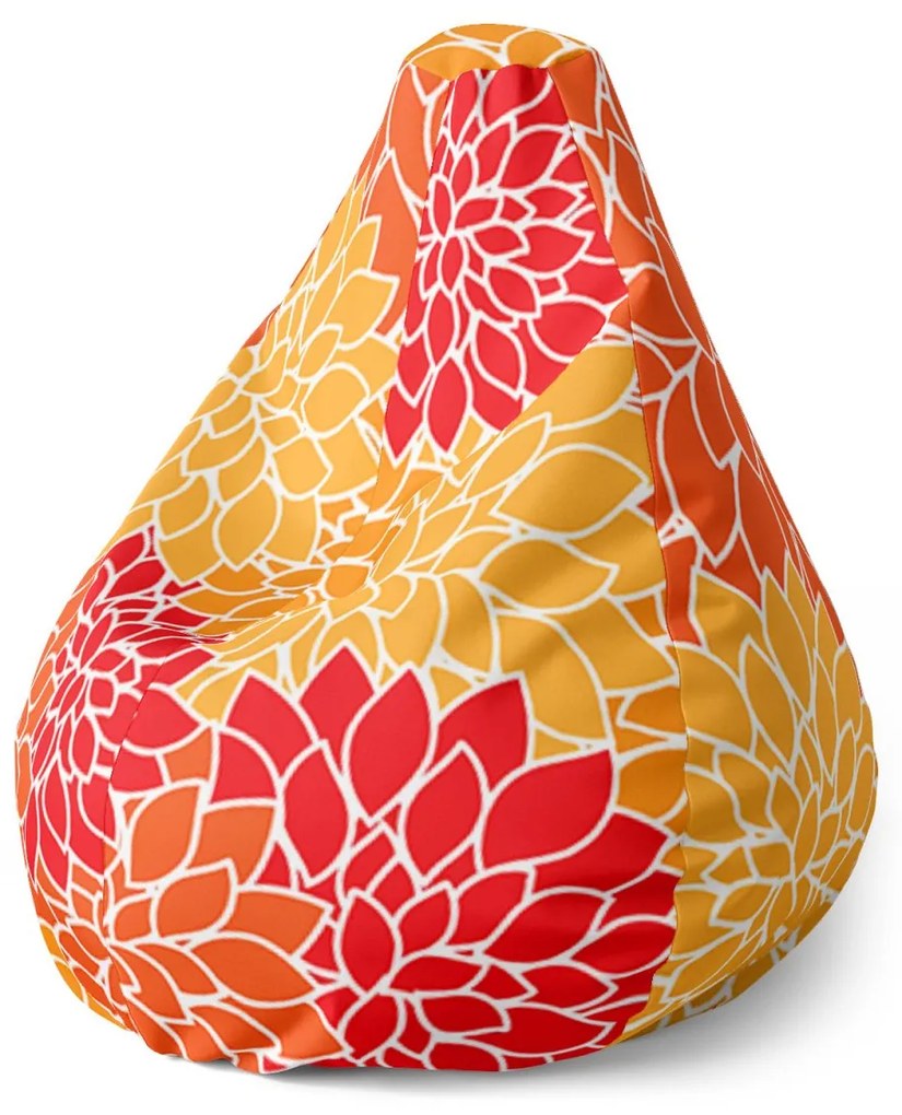Sablio Sedací vak Pear Barevné květiny - 140 x 100 x 25 cm