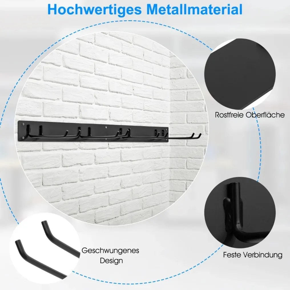 Costway Nástěnný držák zahradního nářadí, nosnost 150 kg GT4663BK