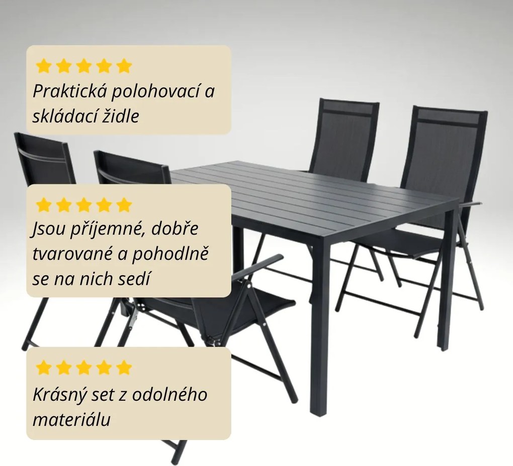 Vikio Zahradní set 140x80 pro 4 osoby V134-140 černá