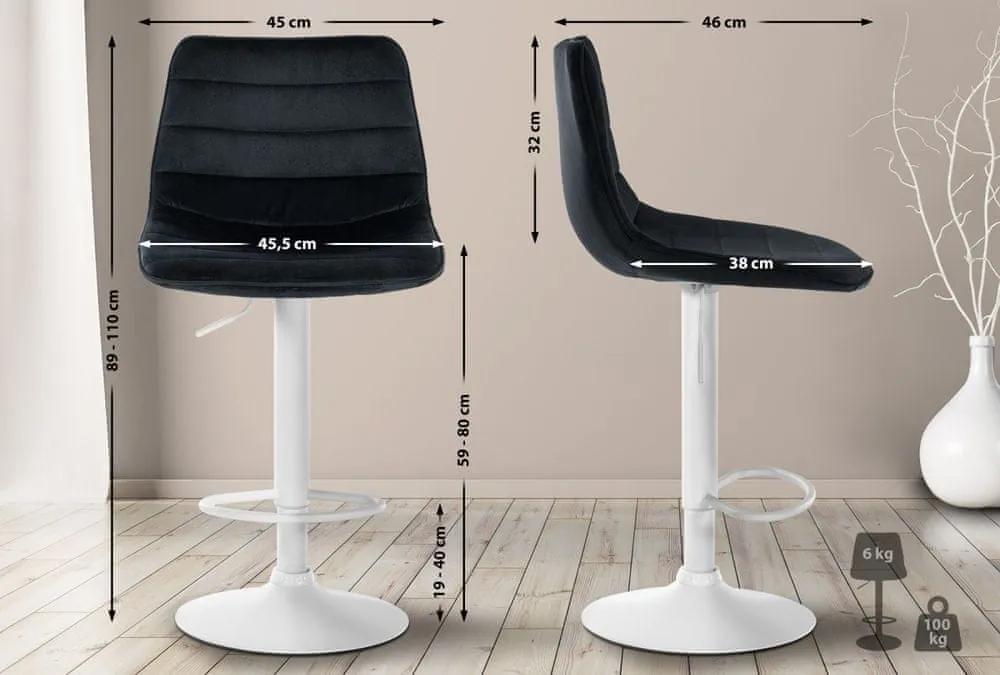 Bhm germany Barová židle Lex, samet, bílá podnož / černá