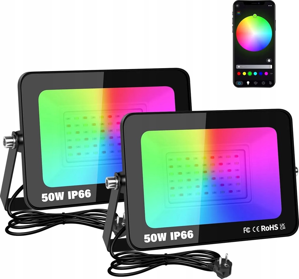 2 x 30 W Rgb venkovní Led reflektor s aplikací dálkového ovládání