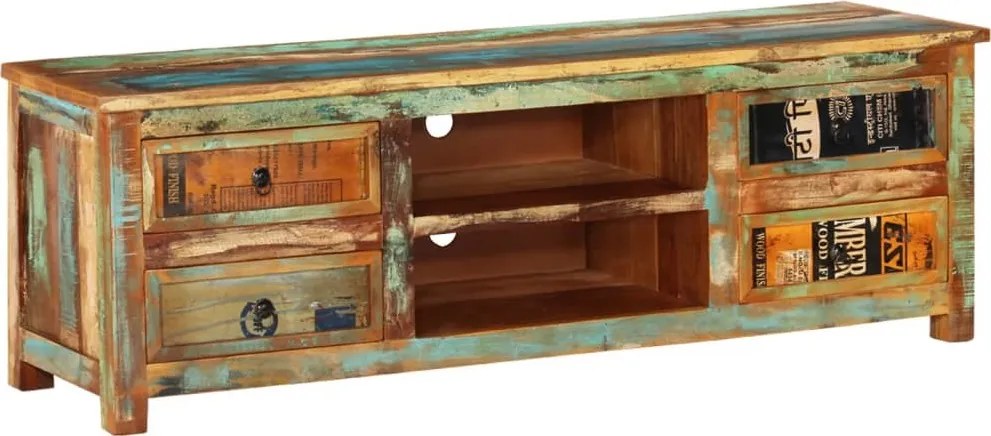 vidaXL TV stolek 4 zásuvky recyklované dřevo [240955]