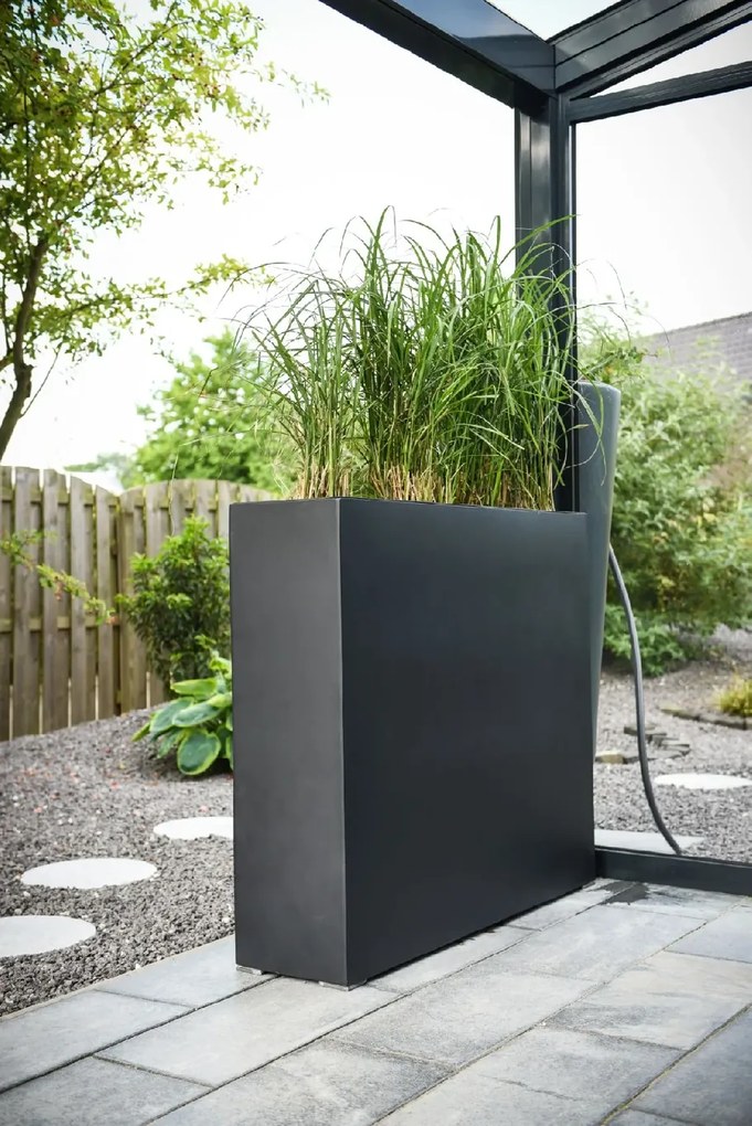 Dělící květináč ELEMENTO, sklolaminát, šířka 117 cm, antracit