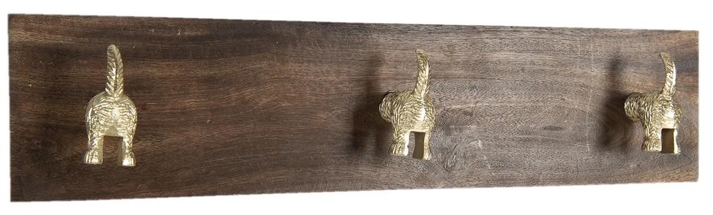 Dřevěný nástěnný věšák s knopkami psích ocásků - 44*8*10 cm