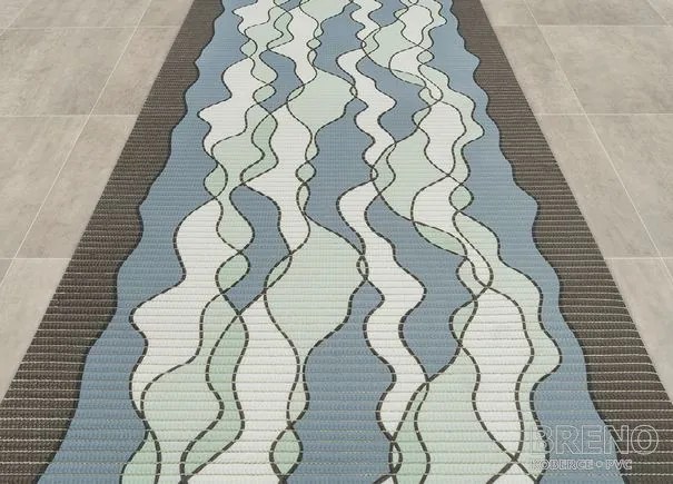 Breno Koupelnová pěnová předložka SOFTY-TEX 79856 vlnky, šíře 65 cm, Vícebarevné