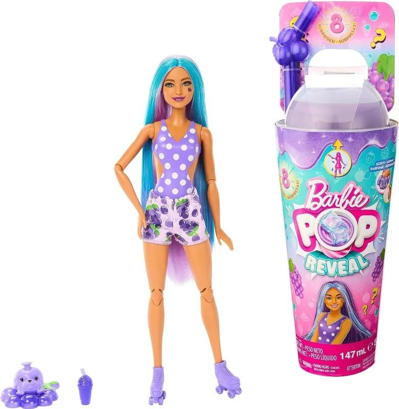 Panenka barbie pop reveal barbie šťavnaté ovoce - hroznový koktejl