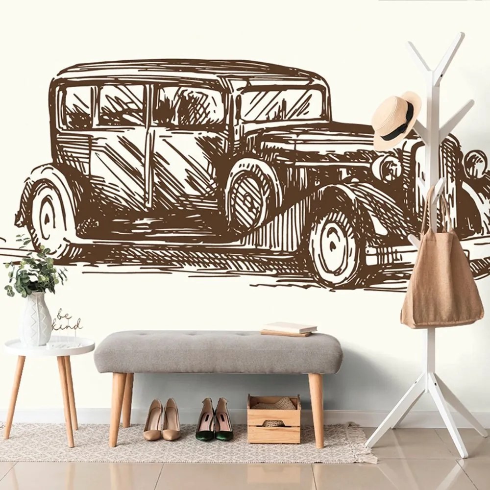 Samolepící tapeta retro závodní auto - 225x150 cm