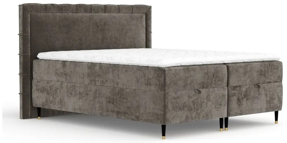 Tmavě šedá boxspring postel s úložným prostorem 200x200 cm Voyage – Maison de Rêve