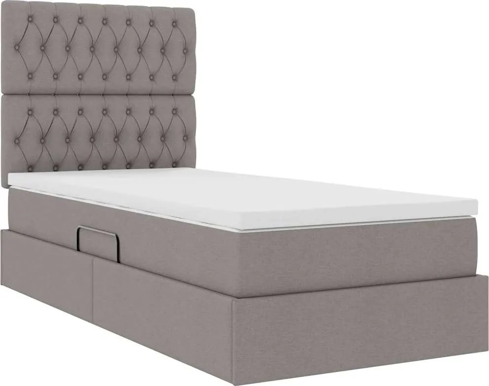 Postel s úložným prostorem a matrací Taupe 90 x 190 cm textil 3371814