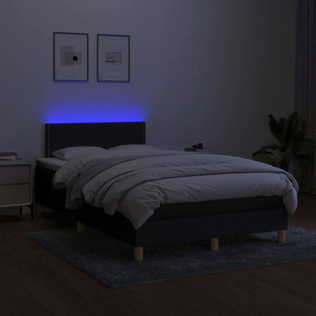 Box spring postel s matrací a LED černá 120x190 cm textil 3270083
