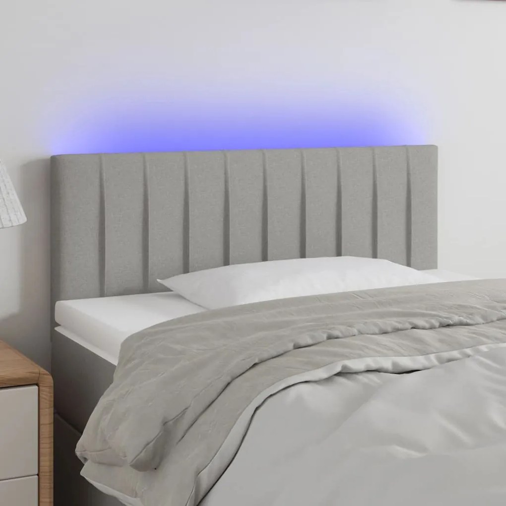Čelo postele s LED světle šedé 100 x 5 x 78/88 cm textil 3121840