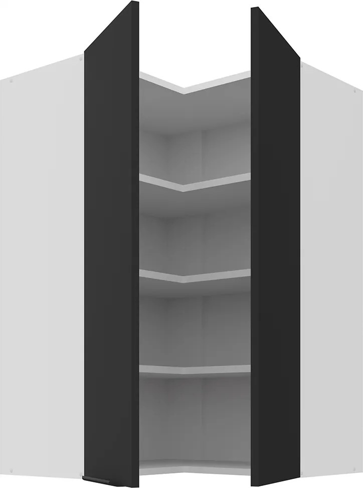 ARIA bc | horní kuchyňská skříňka 60x60 GN-90 2F (90°) rohová s policemi | VYSOKÁ | 60x60 cm | bílá/černá