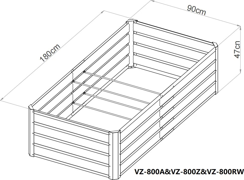 Vyvýšený zahradní záhon BestBerg VZ-800RW / 800 l / 180 x 90 x 47 cm / dekor dřeva