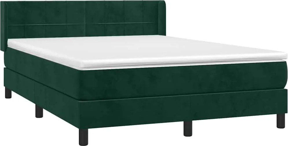 Box spring postel s matrací tmavě zelená 140x200 cm samet 3130964