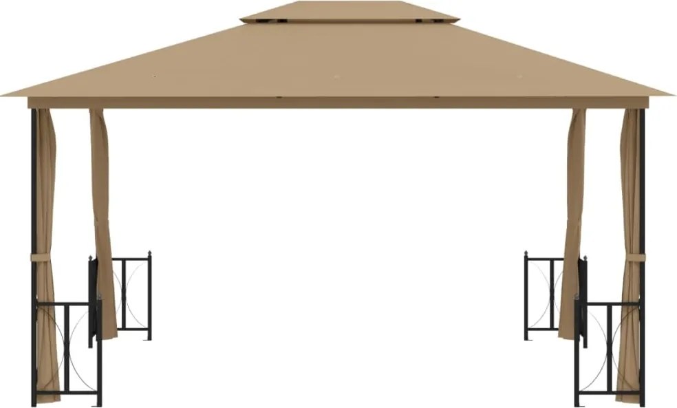 vidaXL Altán s bočními stěnami a dvojitou střechou 3 x 4 m [318545] Barva: taupe