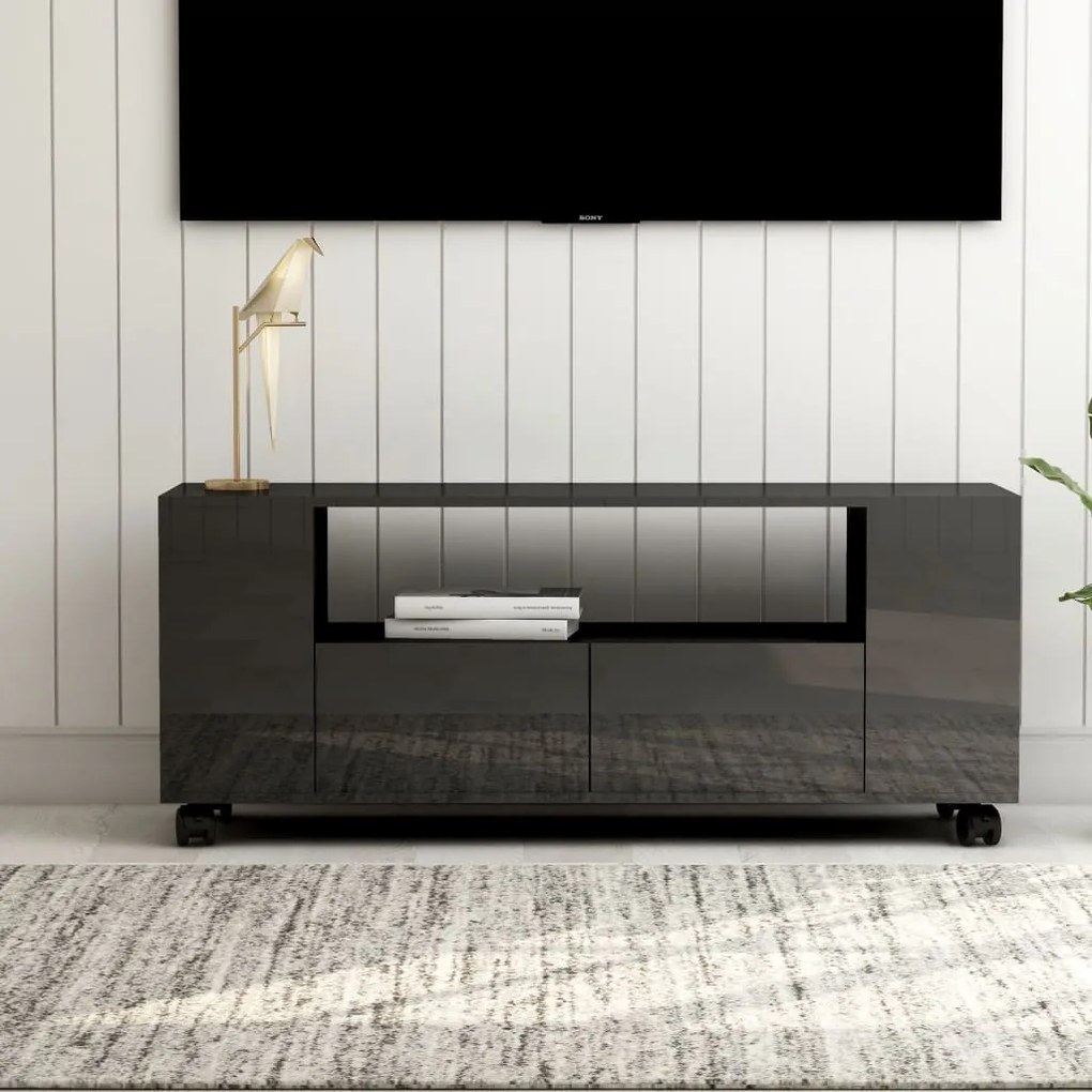 801354 vidaXL TV stolek šedý s vysokým leskem 120 x 35 x 43 cm dřevotříska