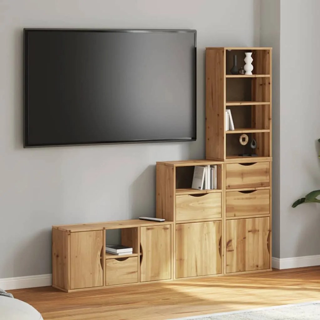 4 kusů TV skříněk s úložným prostorem "ODDA" Borovicový masiv 3365380