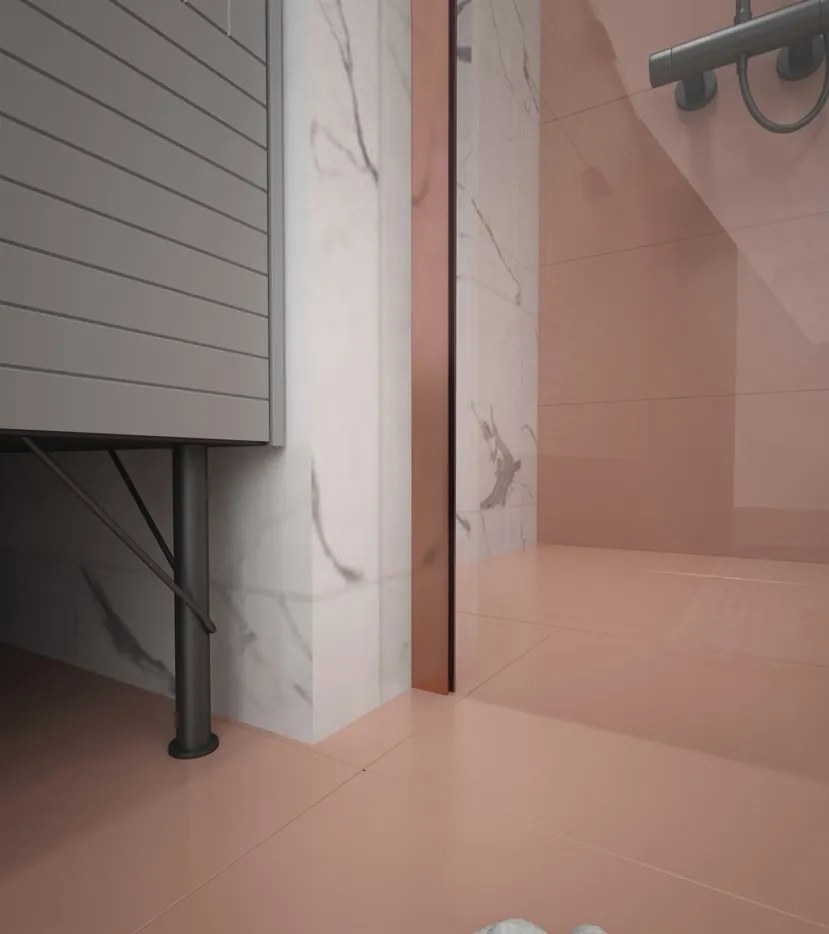 Erga Paris, sprchová zástěna Walk-In 150x200 cm, 8mm čiré sklo, měděný matný profil, ERG-V02-PARIS-150x200-CL-CO