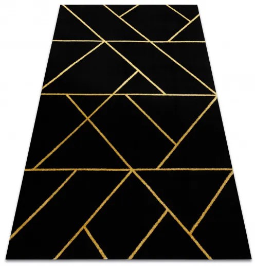 Dywany Łuszczów, Kusový koberec Emerald geometric 1012 black and gold, 160x220, černá, chodba / předsíň