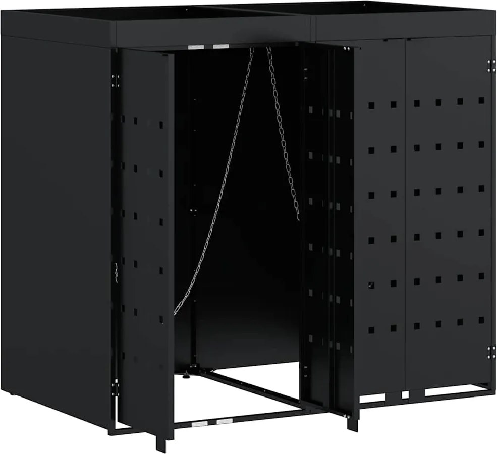 Úložný box na 2 popelnice Černá 136 x 77,5 x 121,5 cm 3394738