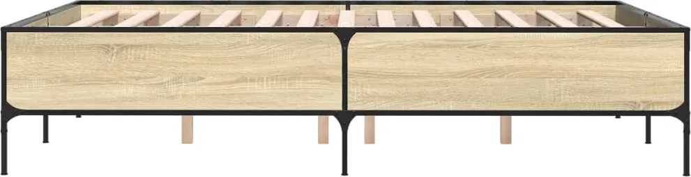Rám postele dub sonoma 150 x 200 cm kompozitní dřevo a kov 3279793