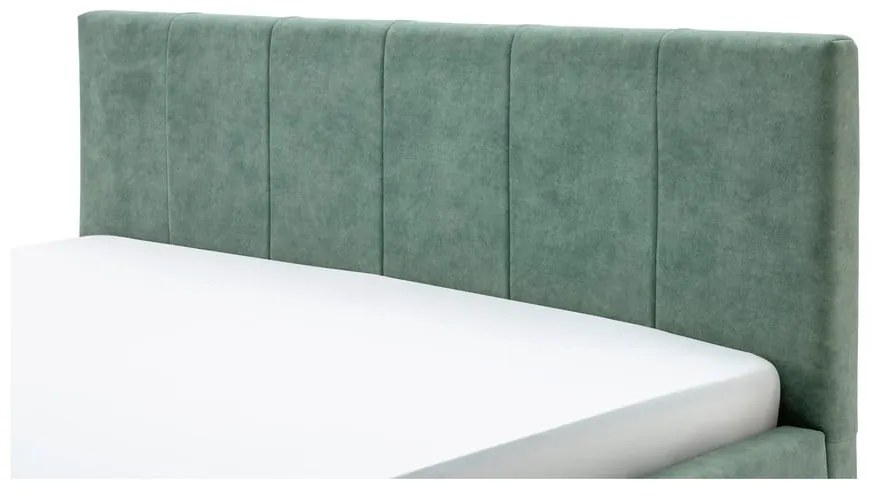Zelená čalouněná dvoulůžková postel s úložným prostorem s roštem 160x200 cm Lizzano – Meise Möbel